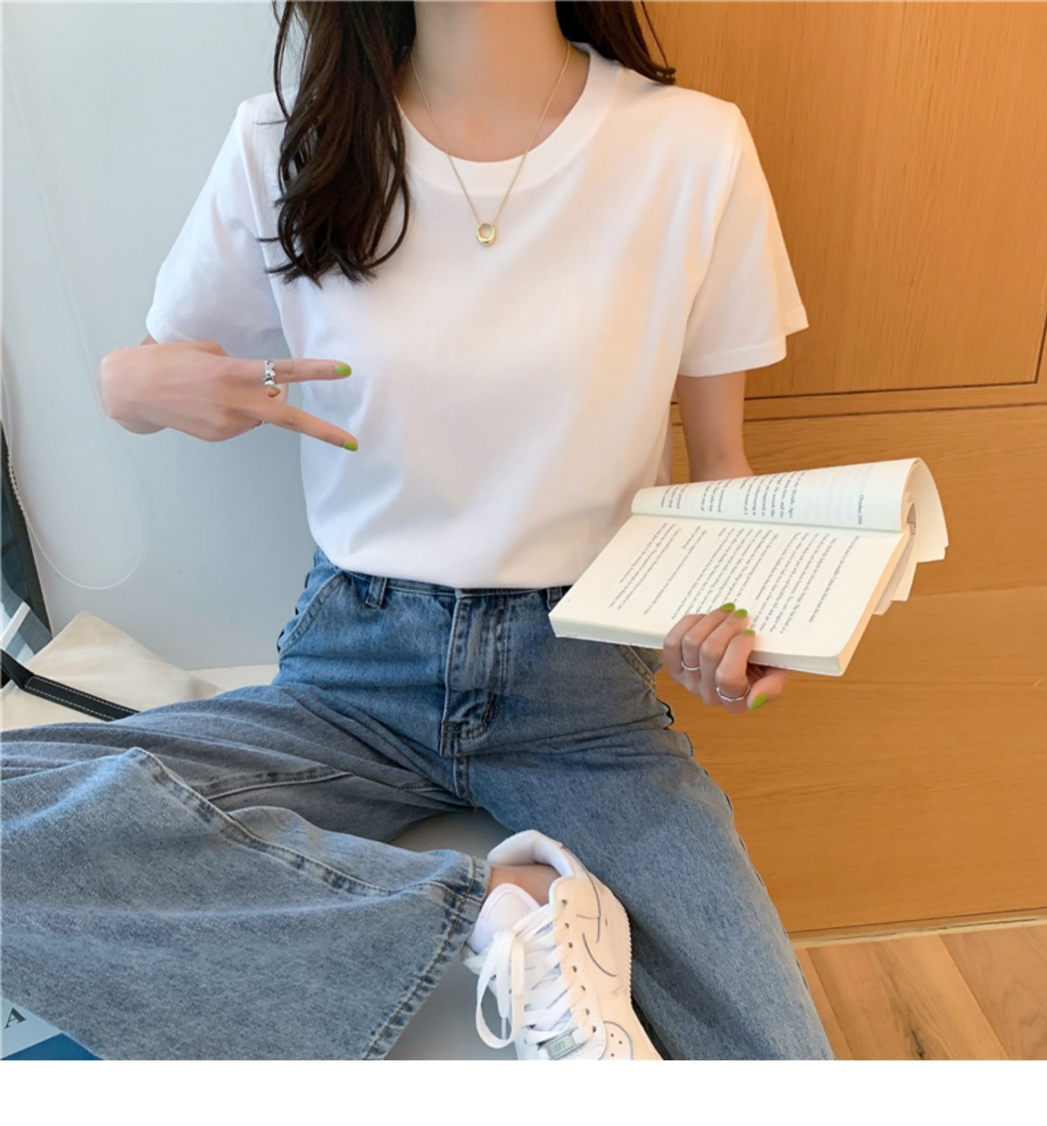 230g重磅纯棉纯色短袖t恤女圆领宽松白色全棉打底衫体恤夏ins批发-阿里巴巴