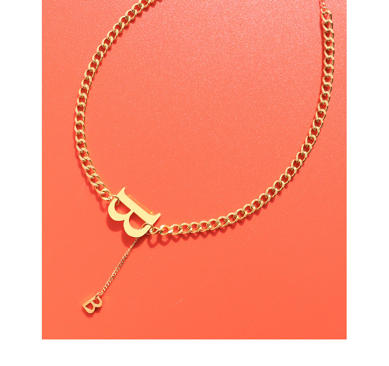 Wholesale hip-hop thick chain b letter necklace - Nihaojewelry