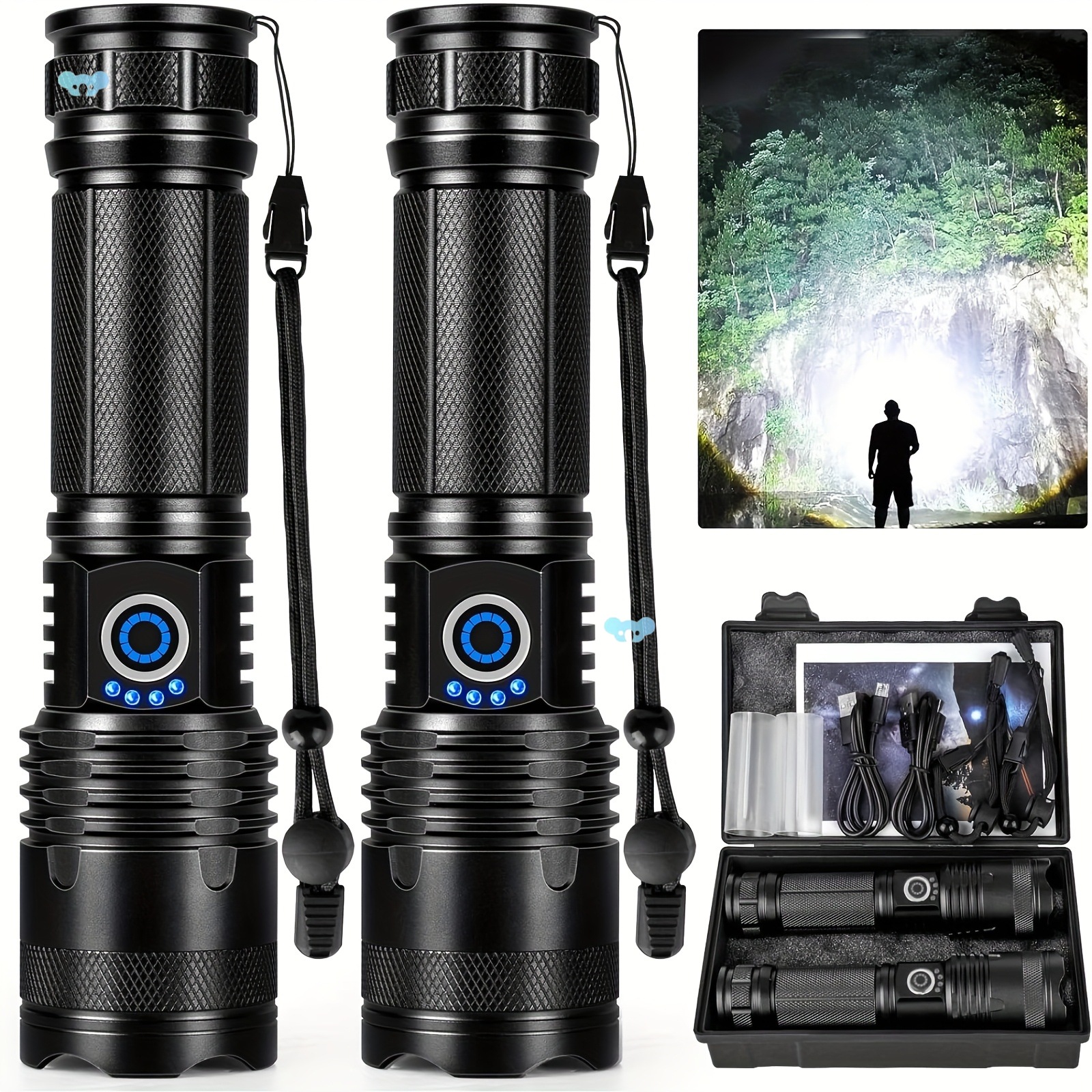 2PCS Rechargeable LED Aluminum Flashlights High Lumens, 800-阿里巴巴