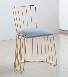 设计师TJFG小钢筋椅金色简约餐椅椅子软包酒吧椅高脚吧台椅创意-阿里巴巴