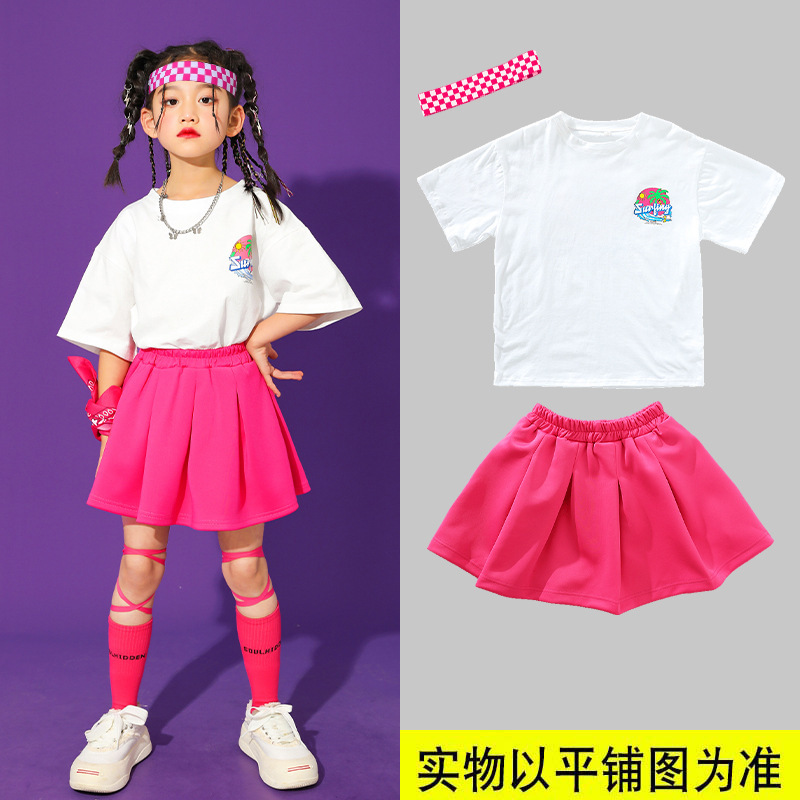 Pink hiphop dance costumes for Girls rapper singers children school ...