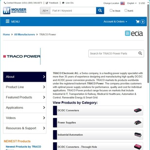 TRACO POWER导轨电源模块Mouser贸泽电子海外代购订货HK大陆交货-阿里巴巴