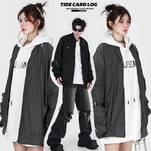 TIDE CARD LOG|秋冬高街重工艺多拉链情侣款工装夹克机能棉衣外套-阿里巴巴