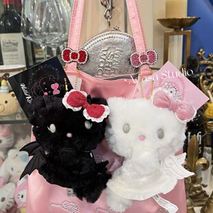 Kitty天使与恶魔可爱毛绒绒生日礼物包公仔钥匙扣包挂件-阿里巴巴
