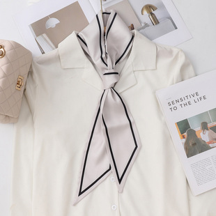 春秋细窄长条丝巾女韩版夏季装饰搭衬衫西装领巾高级绑发发带飘带-阿里巴巴