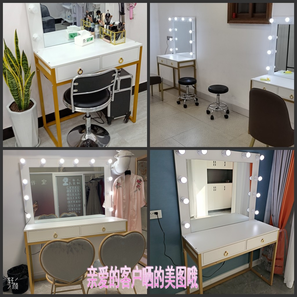 Factory supply three-color lamp studio dressing table with lamp wedding ...