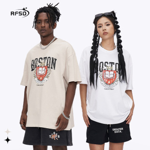RFSD男装|美式复古印花T恤2024春夏潮牌新品宽松休闲短袖男士上衣-阿里巴巴