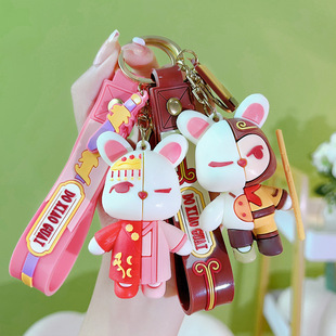创意软胶兔子公仔钥匙扣情侣小兔子挂件包包汽车钥匙扣链礼品批发-阿里巴巴