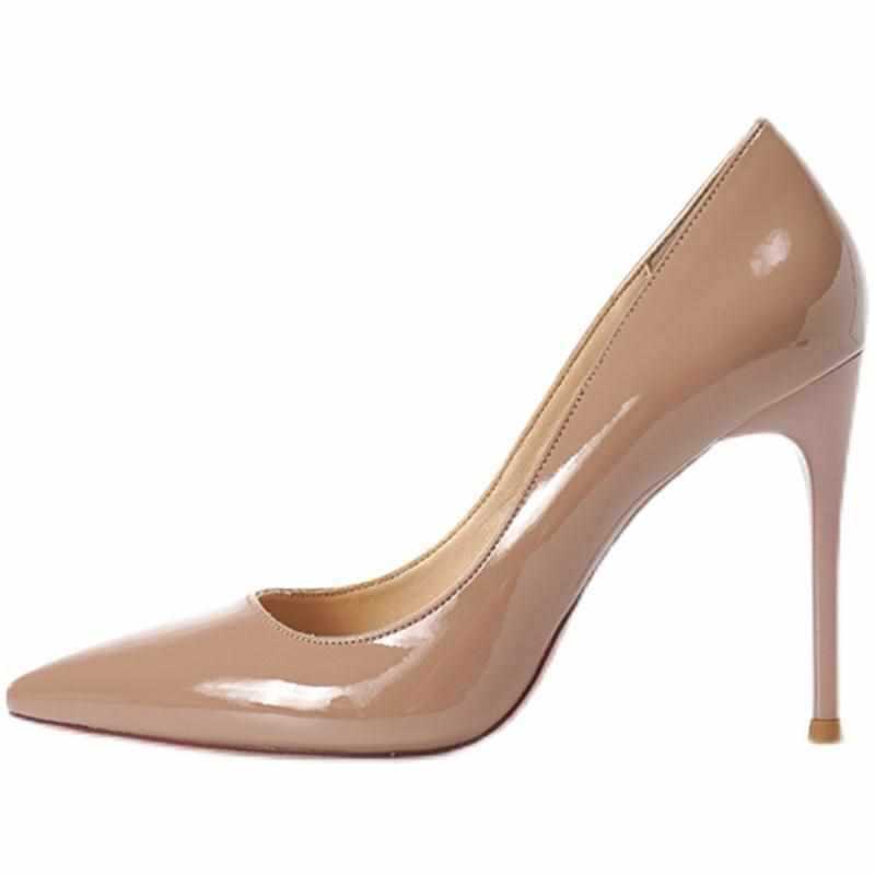 Nude color high heel stiletto heel 2024 new summer real soft leather ...