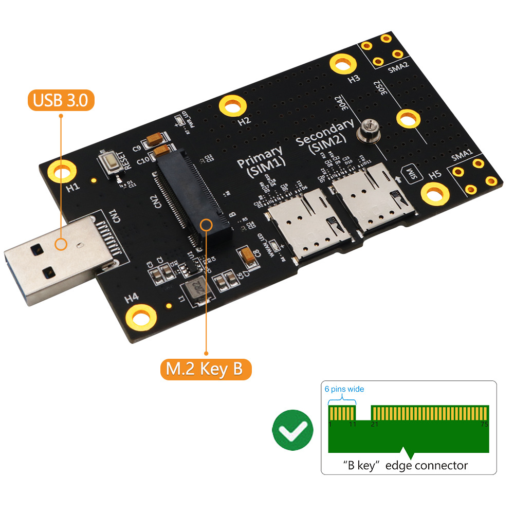 M.2 Key B转USB 3.0转接板双NANO SIM卡插槽3G4G5G LTE模块开发板-阿里巴巴