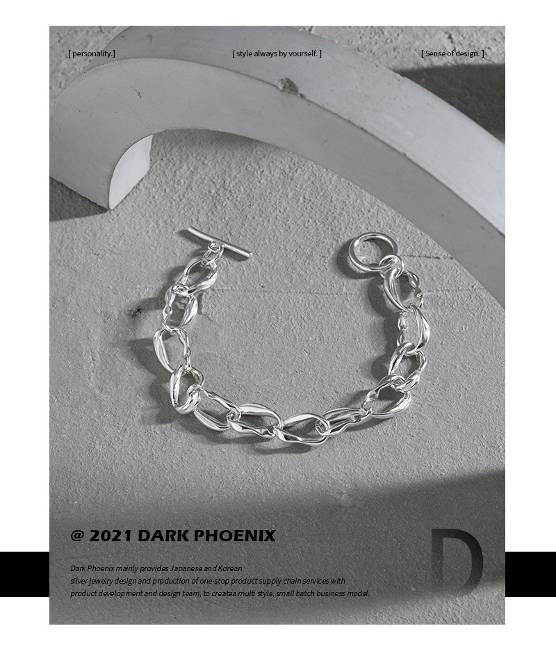 SL106韩版ins小众设计极简百搭冷淡风OT扣链条质感S925纯银手链女-阿里巴巴