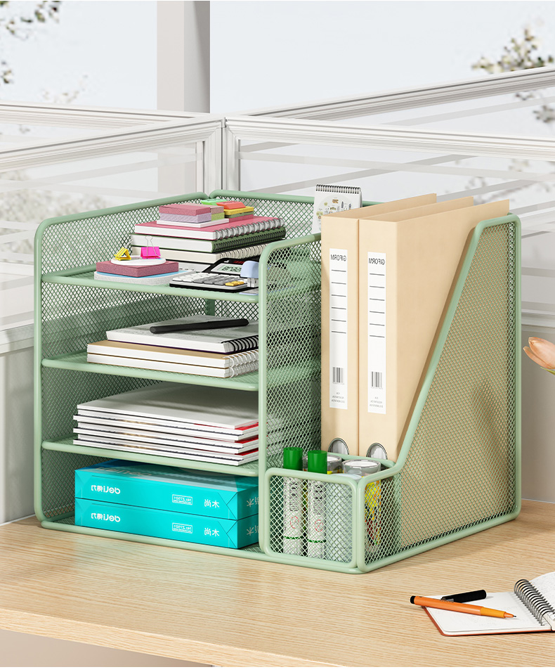 办公桌置物架金属文件架文件收纳架办公用品文件收纳盒桌面书架多-阿里巴巴