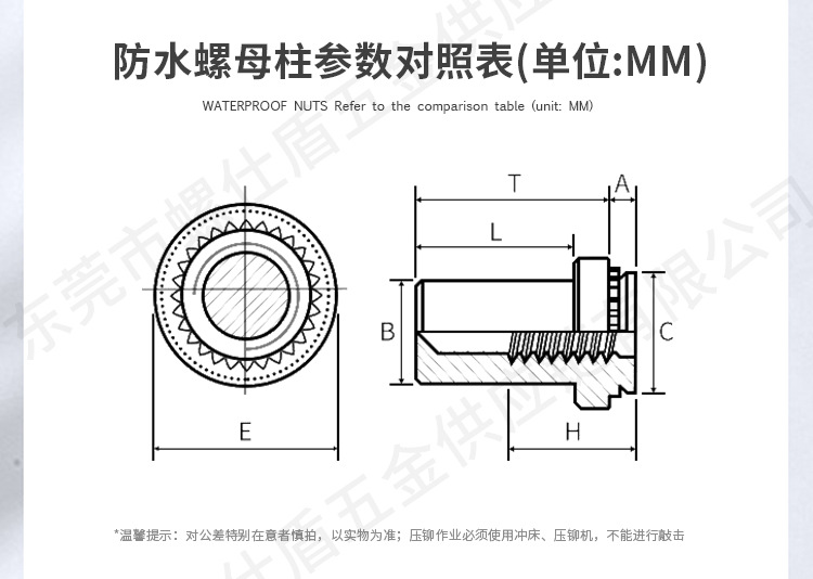 304不锈钢防水螺母密封盲孔圆形压铆螺母柱BS-M2/M8钣金紧固件-阿里巴巴
