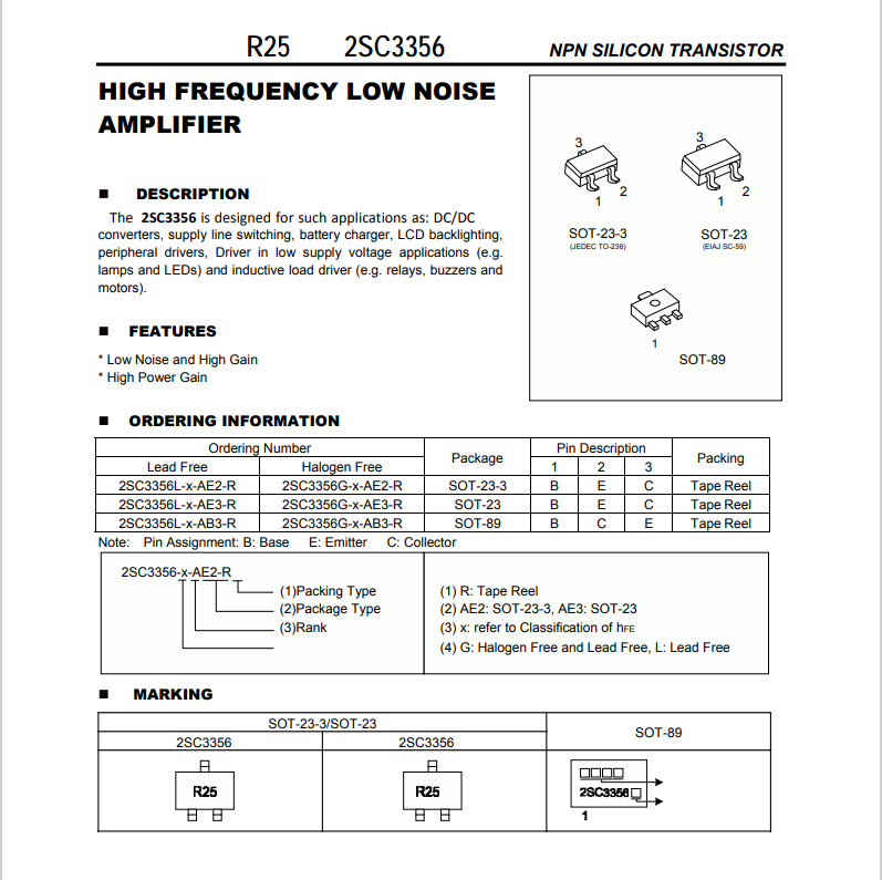 2SC3356A 原装 SC3356A R25 SOT-23 7G高频管贴片三极管一只起拍-阿里巴巴