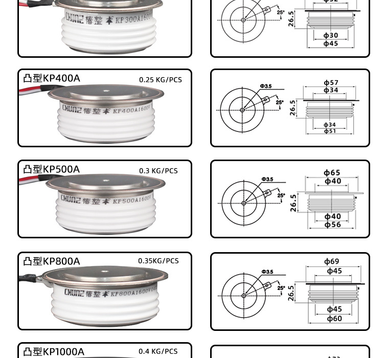 厂家KP可控硅软启动平板凸型KP200A500A1000A中频炉晶闸管大功率-阿里巴巴