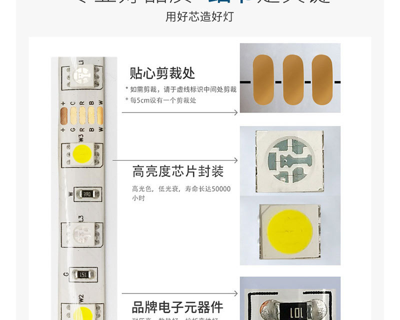 5050RGBWW五合一LED灯带可调双色温暖白正白智能家居落地氛围灯-阿里巴巴