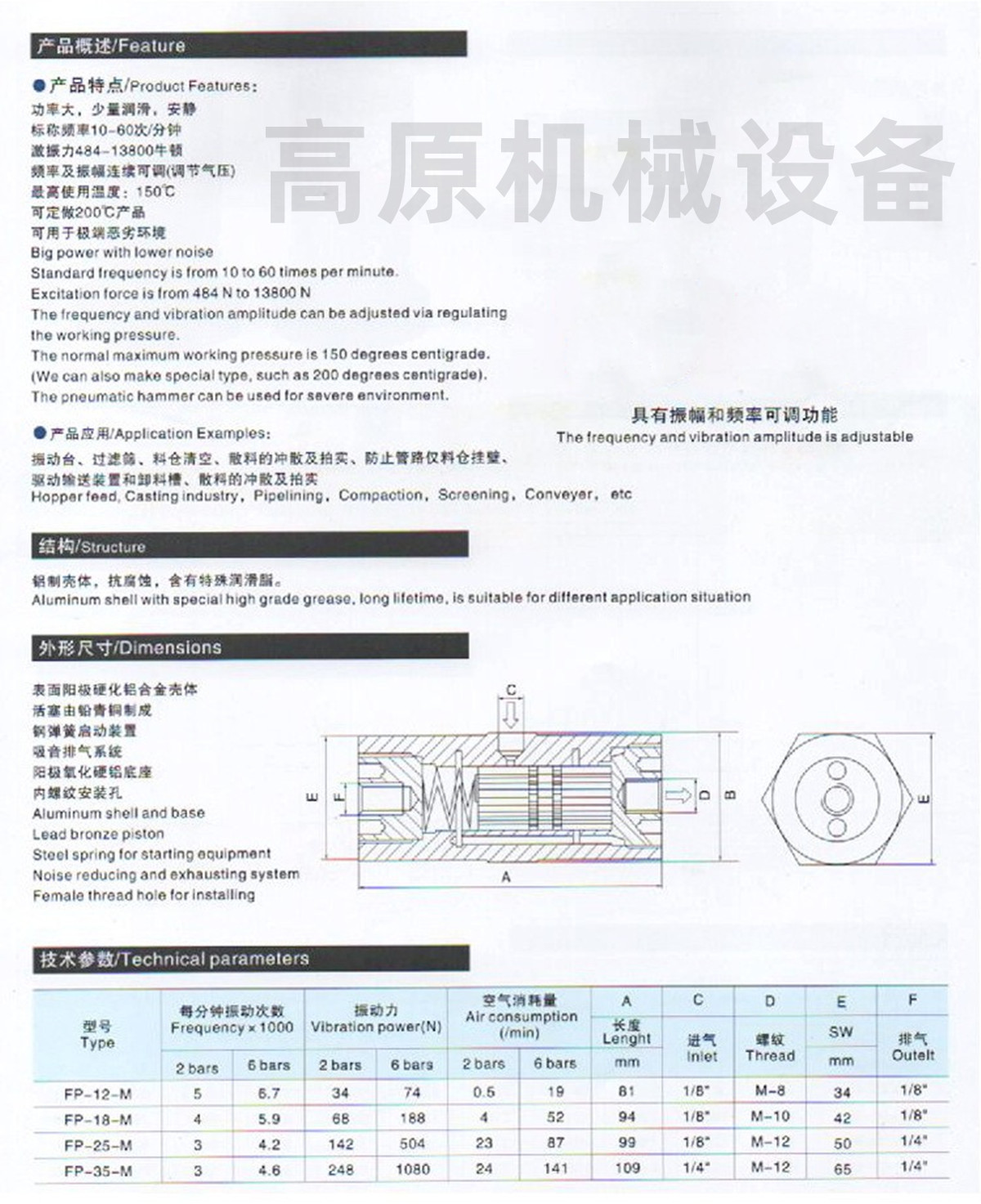 气动工业往复震动器 FP-M活塞振动器 FP-35-M振动器 气动振动器-阿里巴巴
