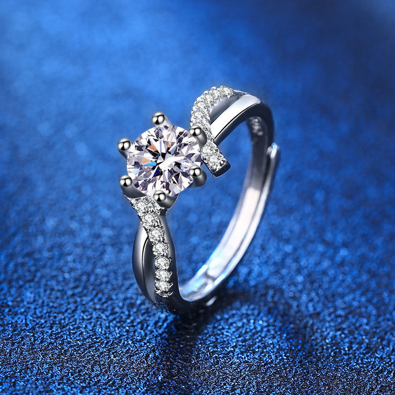 Moissanite ring female Korean temperament winding diamond ring couples ...
