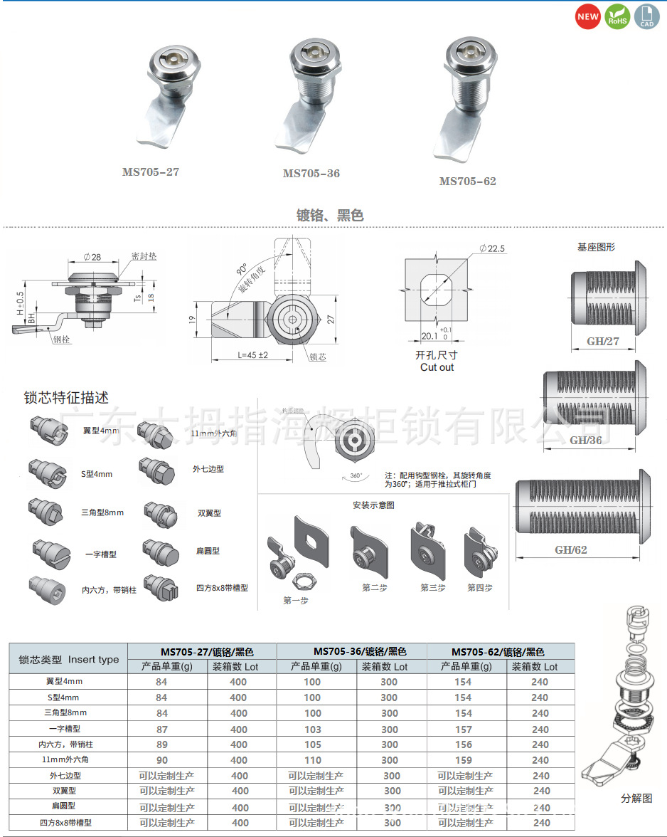 海辉MS705-18-36-27-40-62机箱 电柜 垃圾桶 LED灯箱MS406小圆锁-阿里巴巴