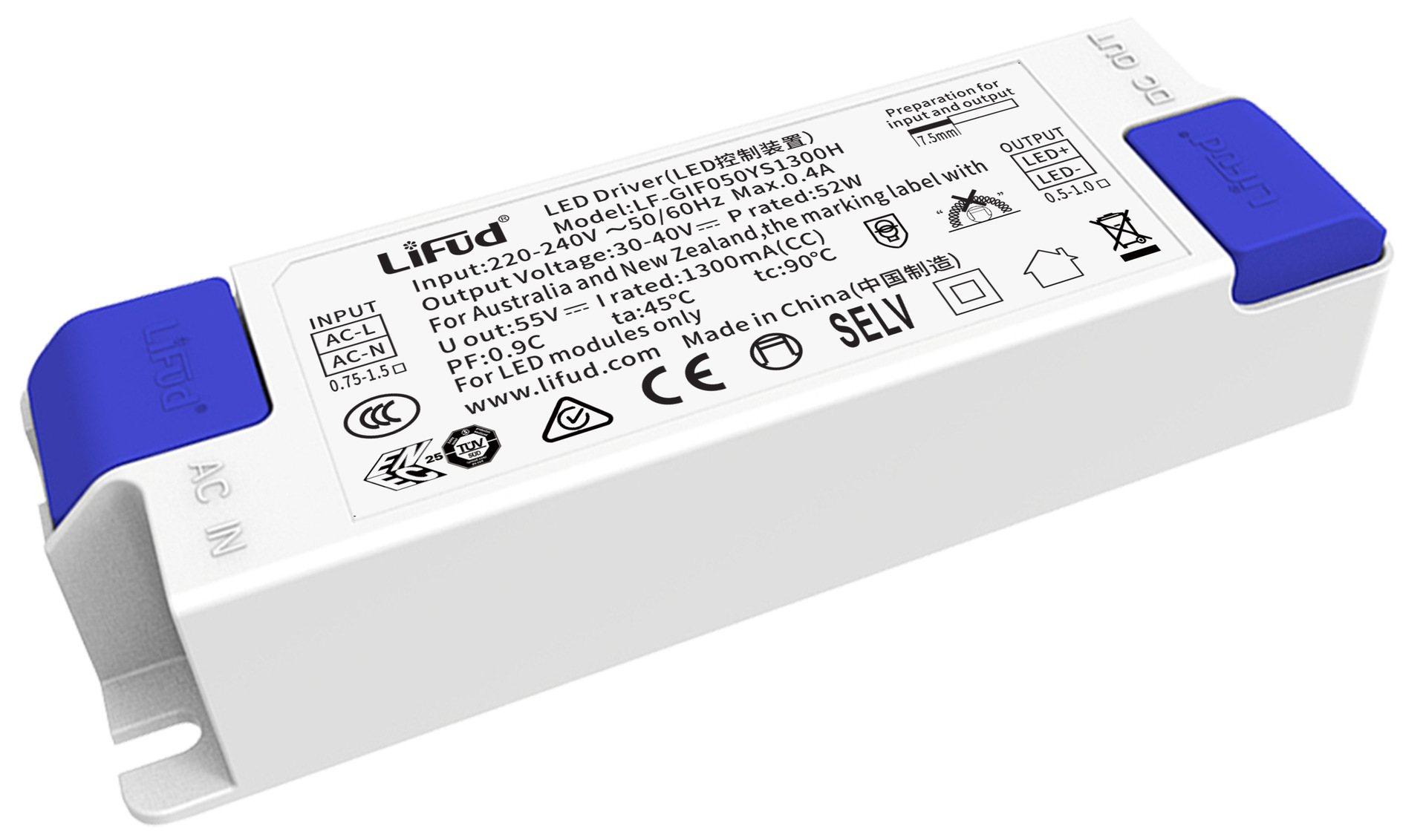 LiFud莱福德工厂直销LED驱动电源单压无闪高P外置经济款21~70W-阿里巴巴