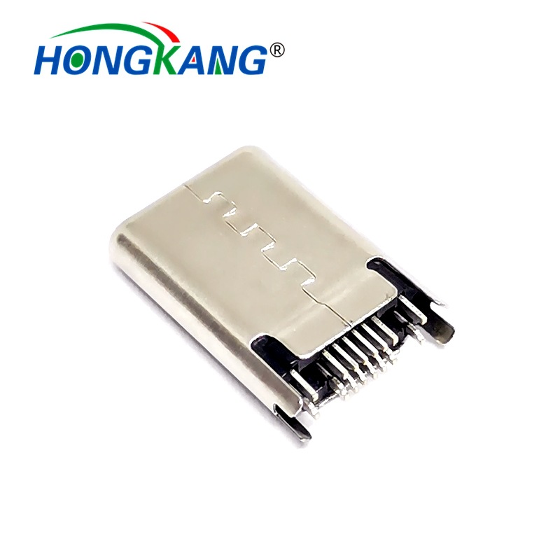 TYPEC 16PIN夹板公头有台阶插针黑冲形 USB3.1插头电源充电传数据-阿里巴巴