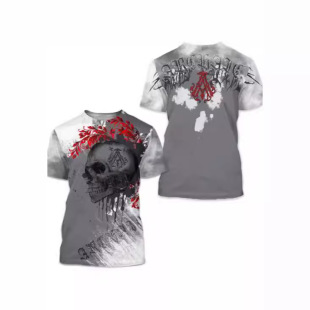 Colisson Affliction 复古 T 恤男式 3D 印花衬衫短袖超大服装-阿里巴巴