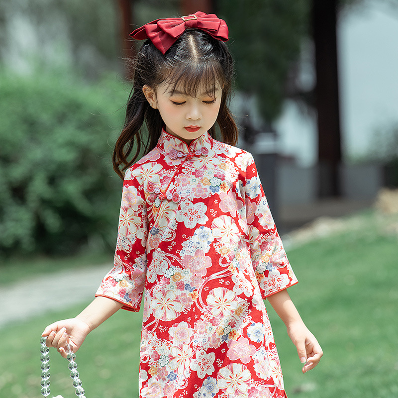 Children girls chinese dress Chinese style cheongsam dress for girls ...