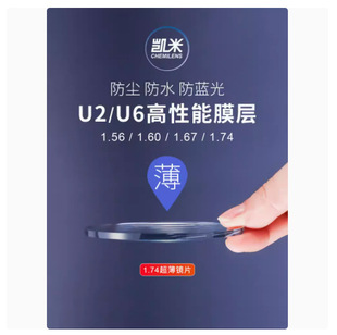 韩国凯米1.67超薄 1.74防蓝光U6高度数近视 U2防污耐磨高清镜片-阿里巴巴