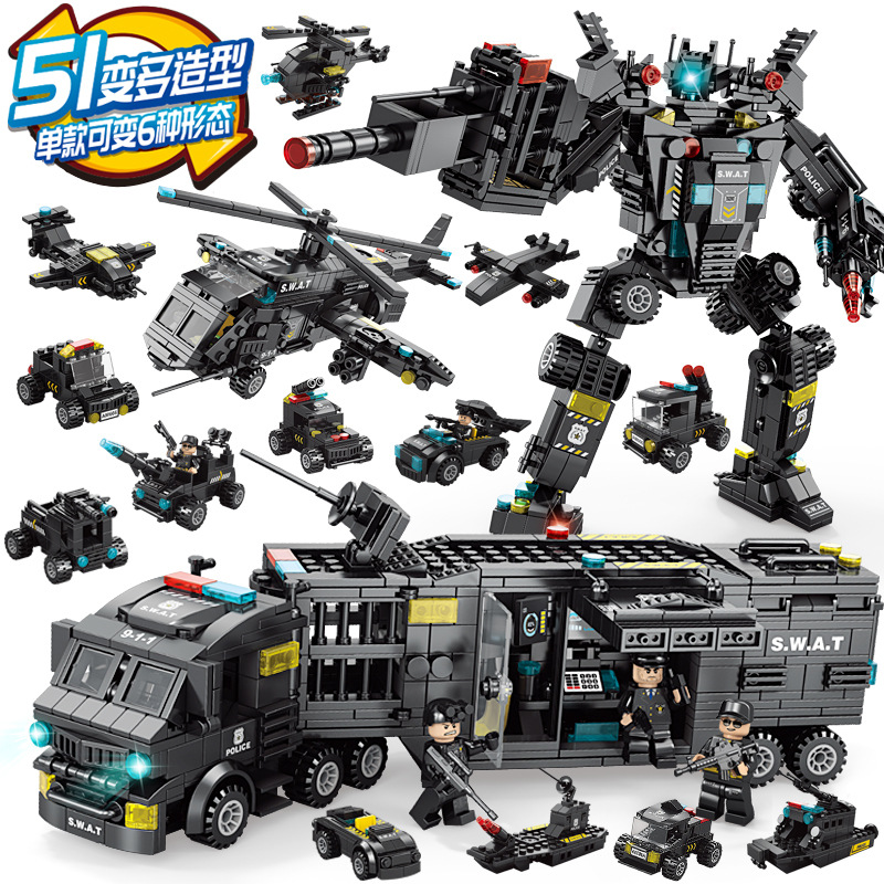 乐乐兄弟积木8577兼容乐高男孩益智拼装汽车玩具儿童小颗粒机器人-阿里巴巴