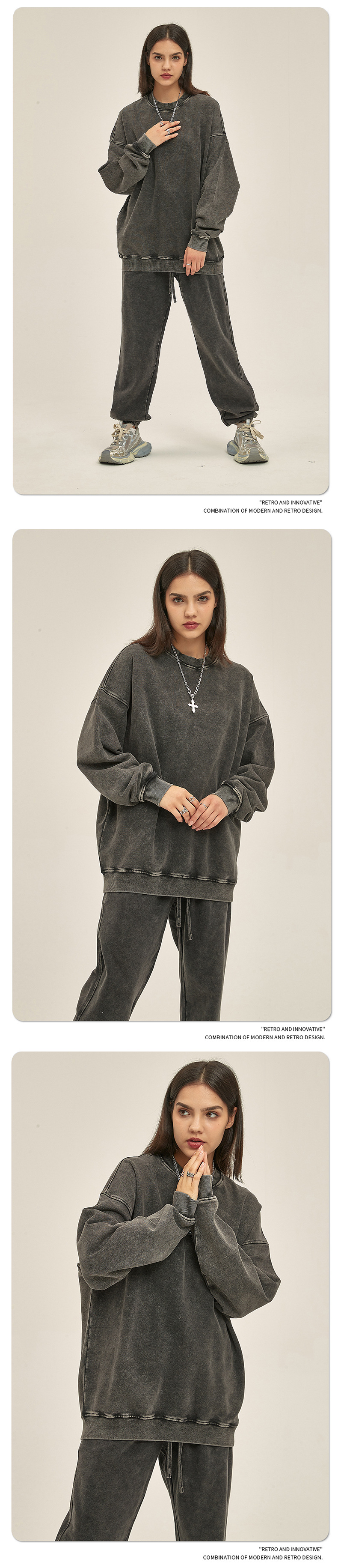 ARTIE男装丨蜡染重磅420g圆领卫衣男 潮牌纯色水洗做旧复古男卫衣-阿里巴巴