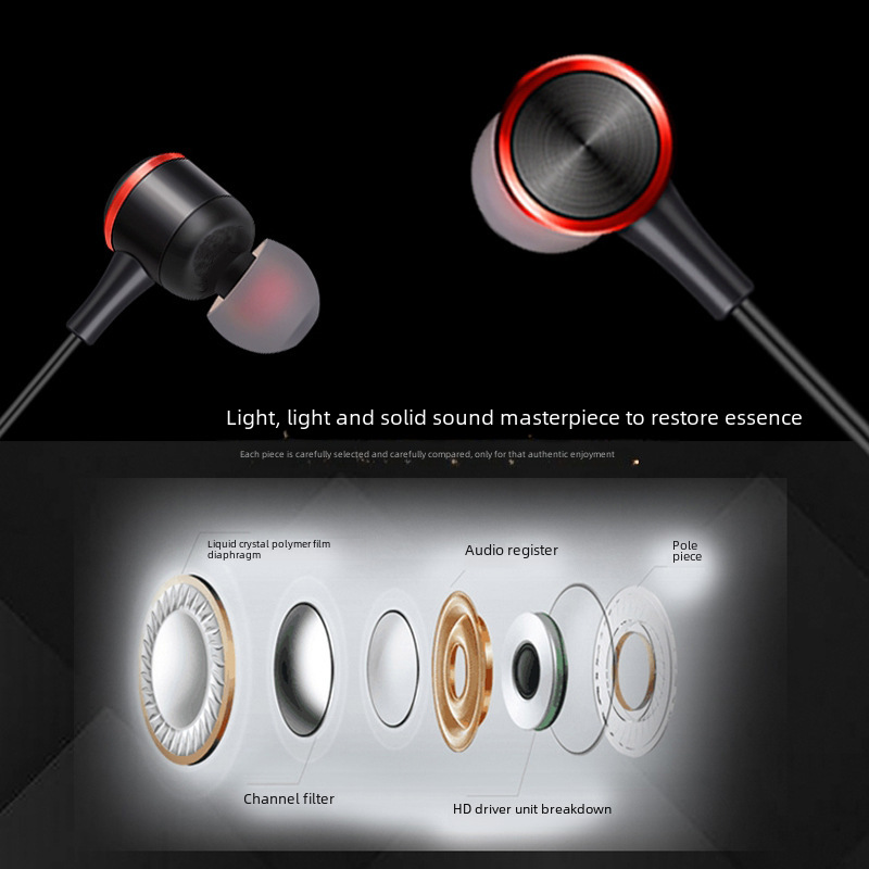 Headset wired headset Sports in-ear game moving coil with microphone ...