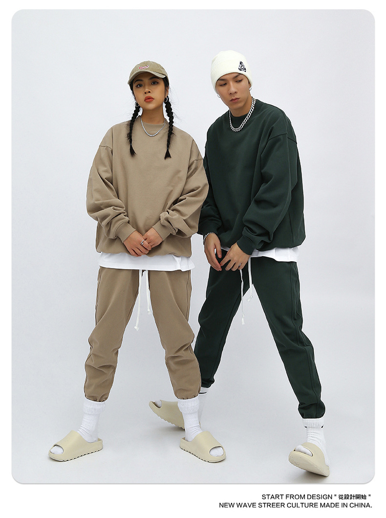 RFSD男装|2023秋冬新款420g克重磅毛圈美潮高街宽松圆领纯色卫衣-阿里巴巴