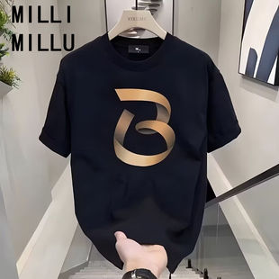MILLI MILLU重磅新款短袖T恤男女夏季新款美式潮牌宽松圆领百搭新-阿里巴巴