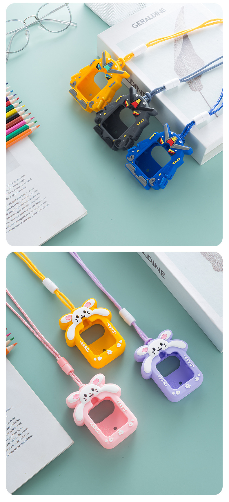 适用小天才儿童电话手表表带z1挂绳D2/D2A保护套Q2A挂脖套Q1A表套-阿里巴巴