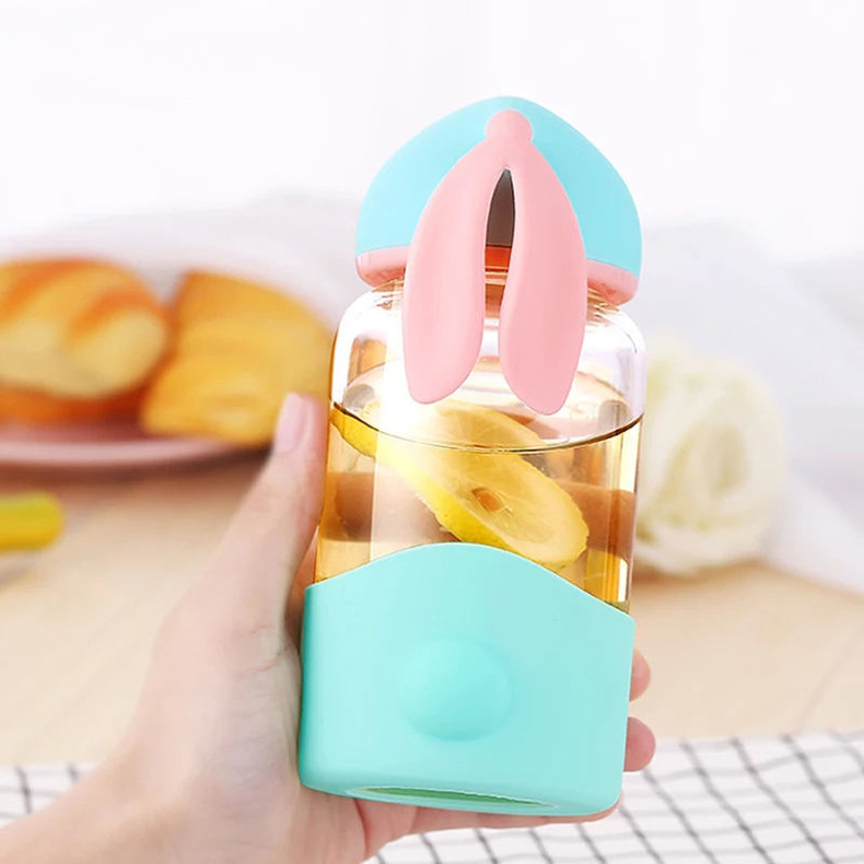 Creative Cute Rabbit Glass Women's Portable Student Water Cup Korean ...