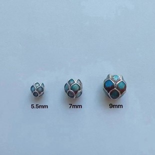 S925纯银烧蓝莲花配件珐琅彩手串隔珠DIY朱砂手链配饰-阿里巴巴