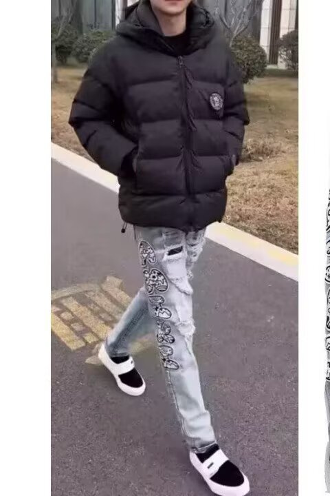 欧洲站潮牌牛仔裤男2025新款韩版修身小脚裤百搭潮流ins印花长裤-阿里巴巴