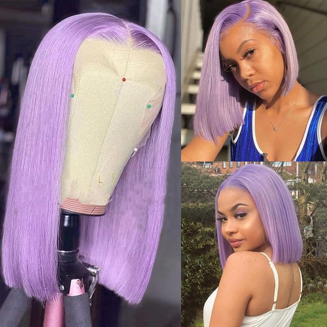 Colored purple Bob Human Hair Wigs 13*4 Lace Frontal Short-阿里巴巴