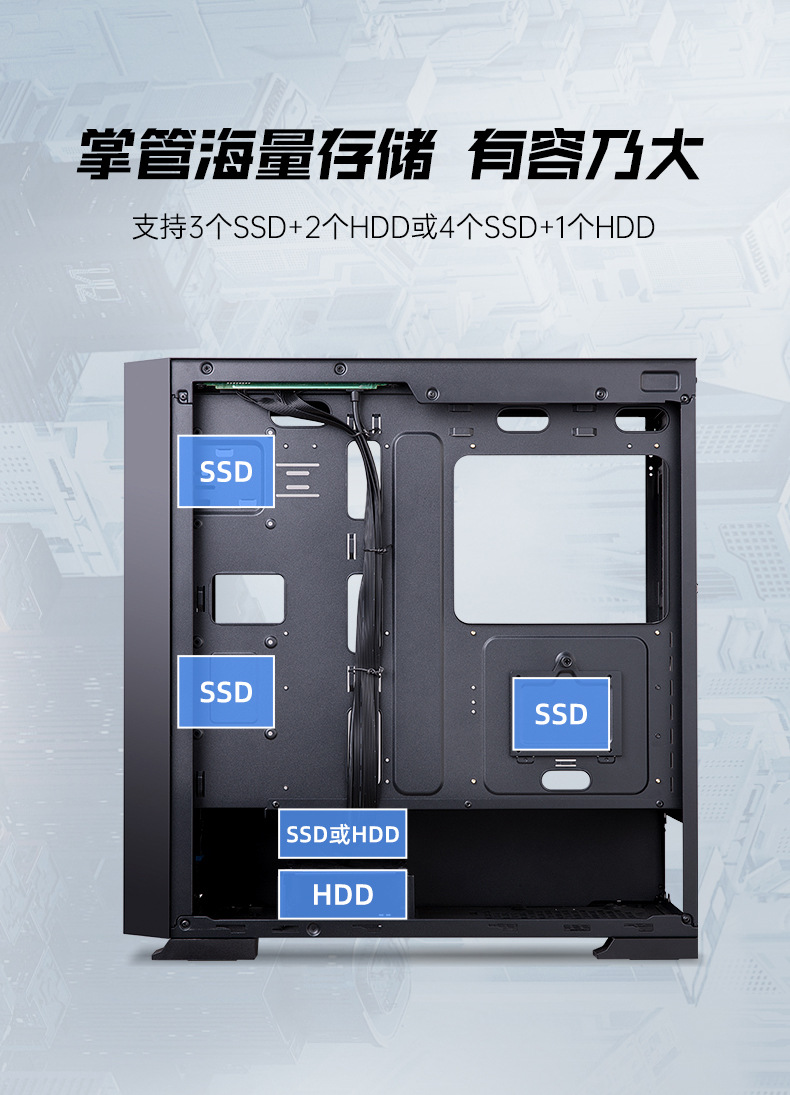 金河田 预见99A 电脑机箱 双360水冷/E-ATX主板/7把风扇位/全侧透-阿里巴巴