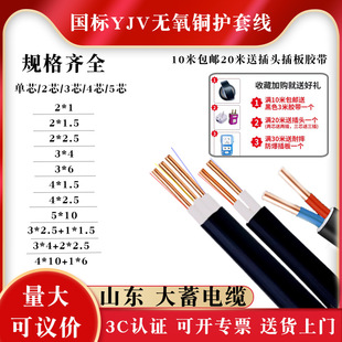国标无氧铜芯YJV2/3/4/5芯1.5/2.5/4/6平方硬芯电缆户外护套电线-阿里巴巴