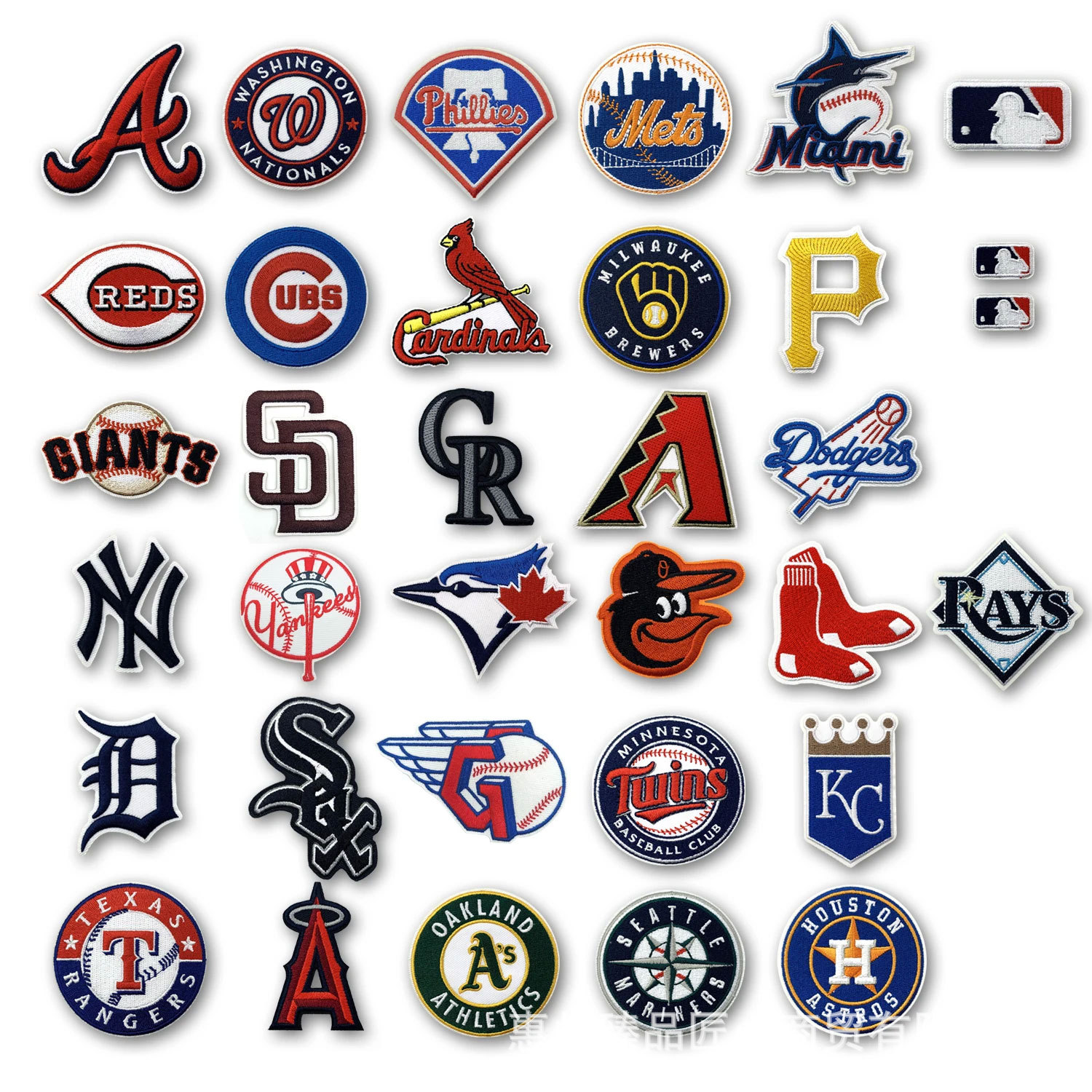 MLB美国职业棒球大联盟队伍标志刺绣补丁布贴背胶运动绣花补丁贴-阿里巴巴