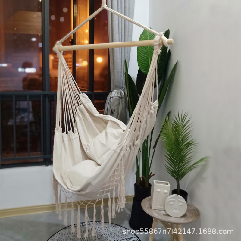 Ins风室内吊床简约北欧风户外休闲流苏成人款吊椅吊床架带抱枕 阿里巴巴 6612