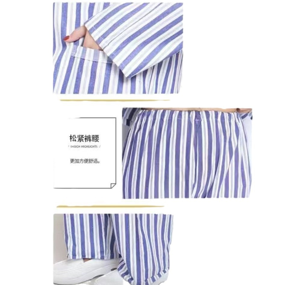 Blue and White Striped Pure Cotton Hospital Gown Tops Wholesale Patient ...