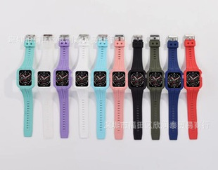 适用于苹果手表iwatch1/2/3/4/5/6/SE代一体表带运动硅胶铠甲腕带-阿里巴巴