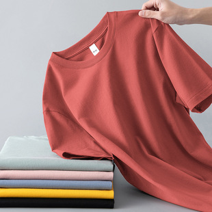 重磅纯棉240g短袖男生t恤潮牌春夏纯色ins美式简约宽松休闲上衣潮-阿里巴巴