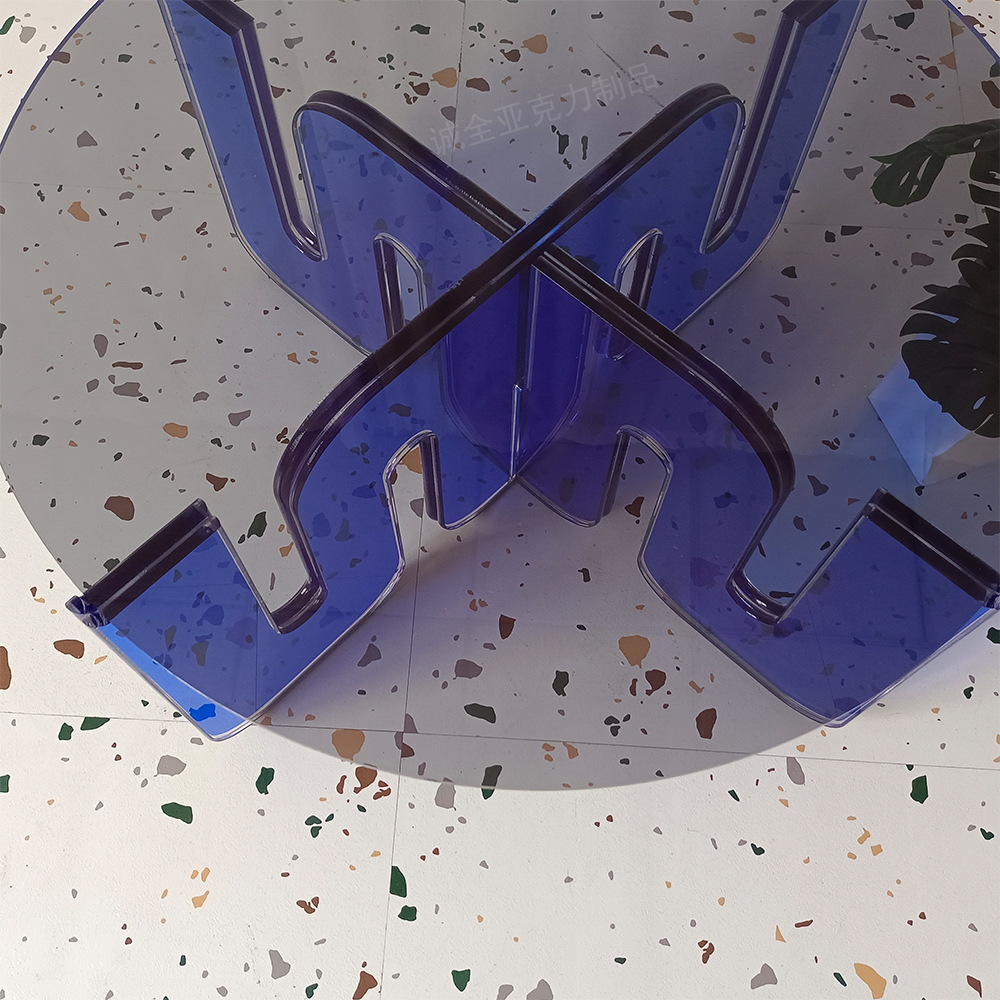 现代北欧亚克力桌子样板房亚克力茶几波浪形底座创意时尚圆形茶几-阿里巴巴