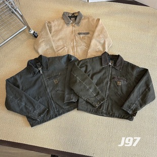 重磅J97美式重水洗秋季短宽版型底特律夹克工装拉链cleanfit外套-阿里巴巴