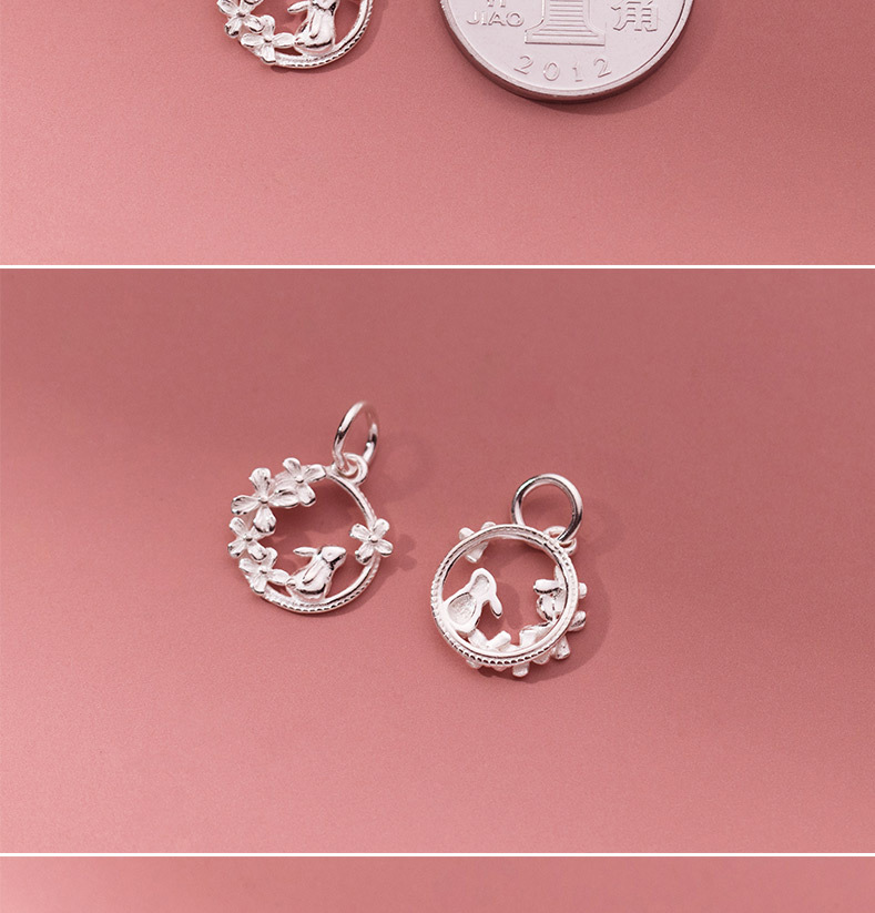 S925素银做旧复古镂空兔子吊坠DIY手串挂件手工编绳材料配件S1290-阿里巴巴