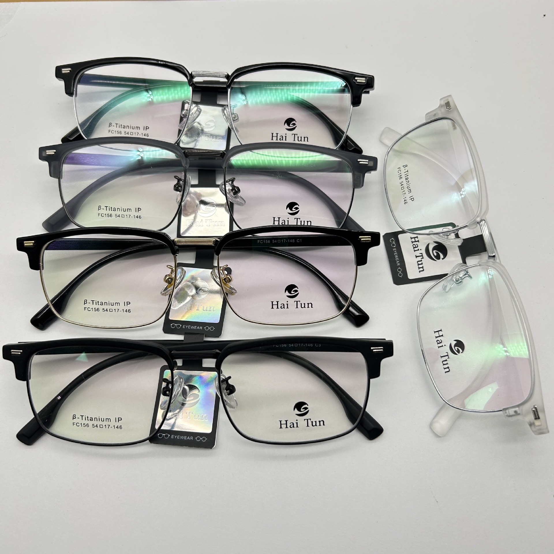 男商务近视眉毛架超轻近视方形眼镜框架复古纯钛夹圈眉线眼镜批发-阿里巴巴