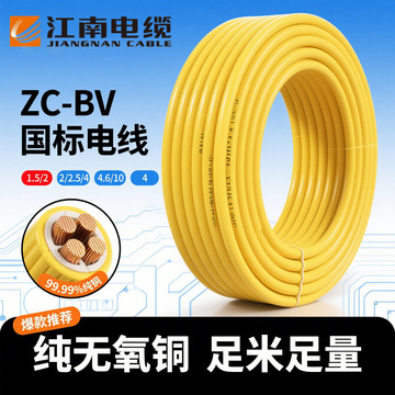 江南电缆电缆ZC-BV 2.5/4/6/10平方无氧铜芯工程家用国标电线-阿里巴巴